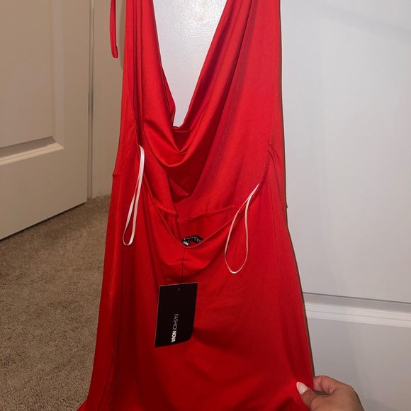 Fashion Nova | Dresses | Sexy Red Cowl Neck Dress | Poshmark